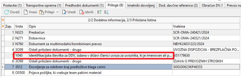 AIS2 - carinski postopek 42 - šifre Y040, Y041 in Y042 se ne ...